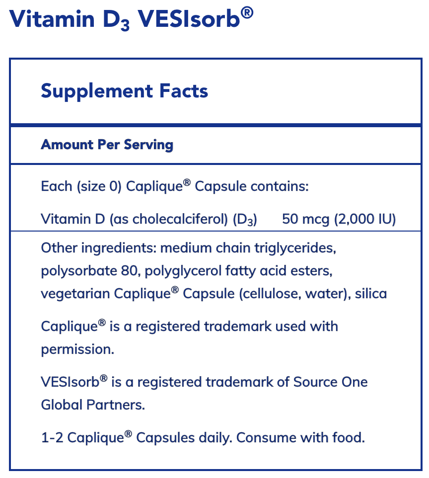 Vitamin D3 Vesisorb, 60 ct, Pure Encapsulations – LIVEDNutrition